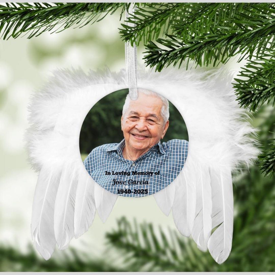 Personalized Angel Wing Memorial Ornament: Custom Photo Christmas ...