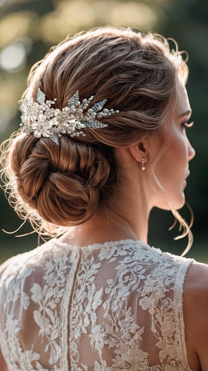 Elegant Pearl & Crystal Bridal Hair Comb – Handmade Floral Wedding ...