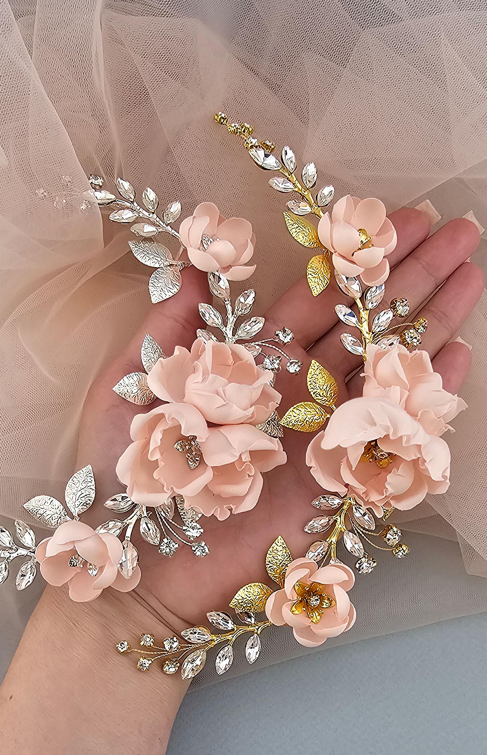 Blush Wedding Flower Hairpiece Blush Bridal Silk Floral Clip Light Pink ...