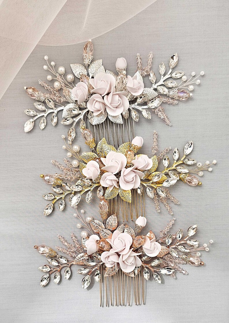 Blush Bridal Hair Comb With Veil – Handmade Elegance - Etsy