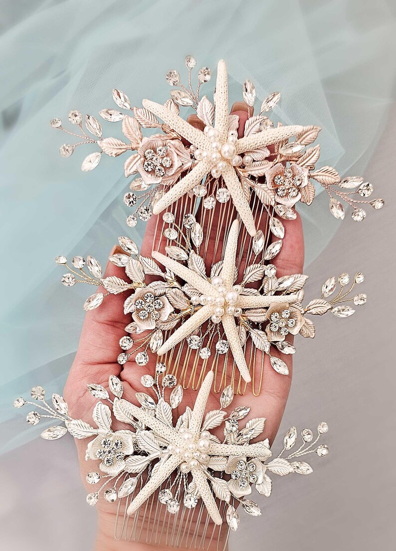 Starfish Hair Comb Starfish Bridal Hair Clip Beach Wedding Hairpiece ...