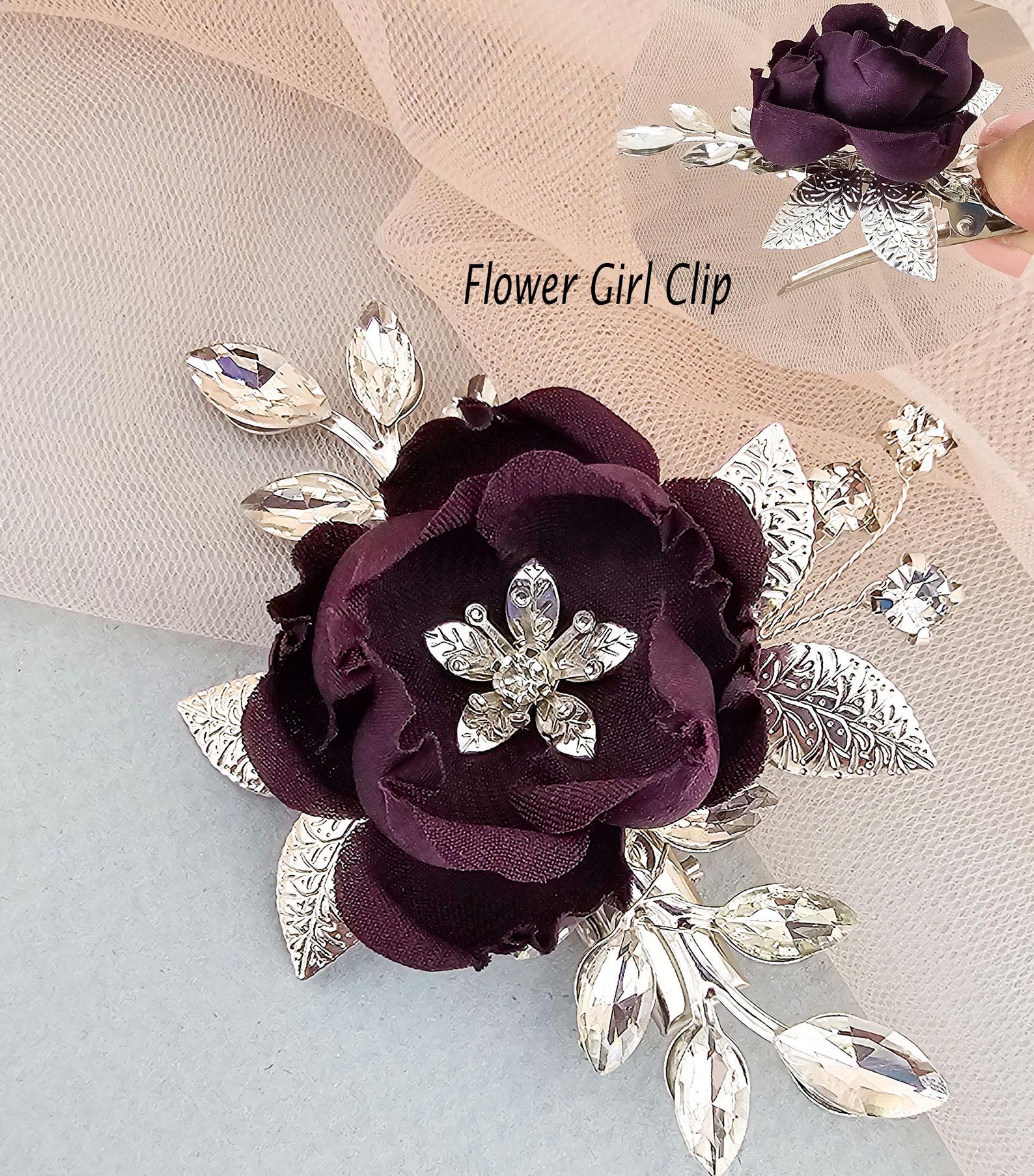 Purple Lilac Bridal Hair Comb: Silk Lavender Flower & Crystal Hairpiece ...