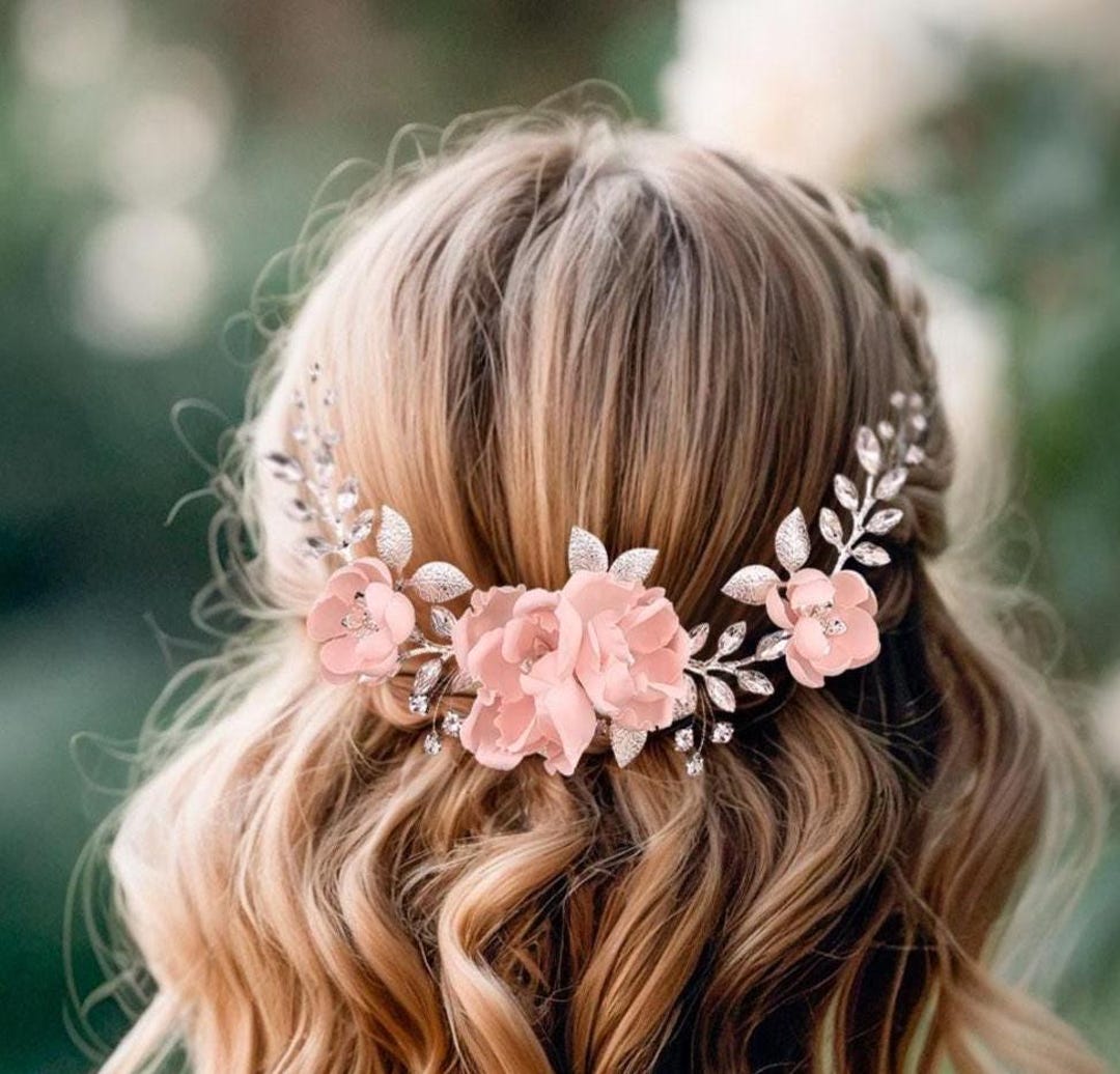 Blush Wedding Flower Hairpiece Blush Bridal Silk Floral Clip Light Pink ...