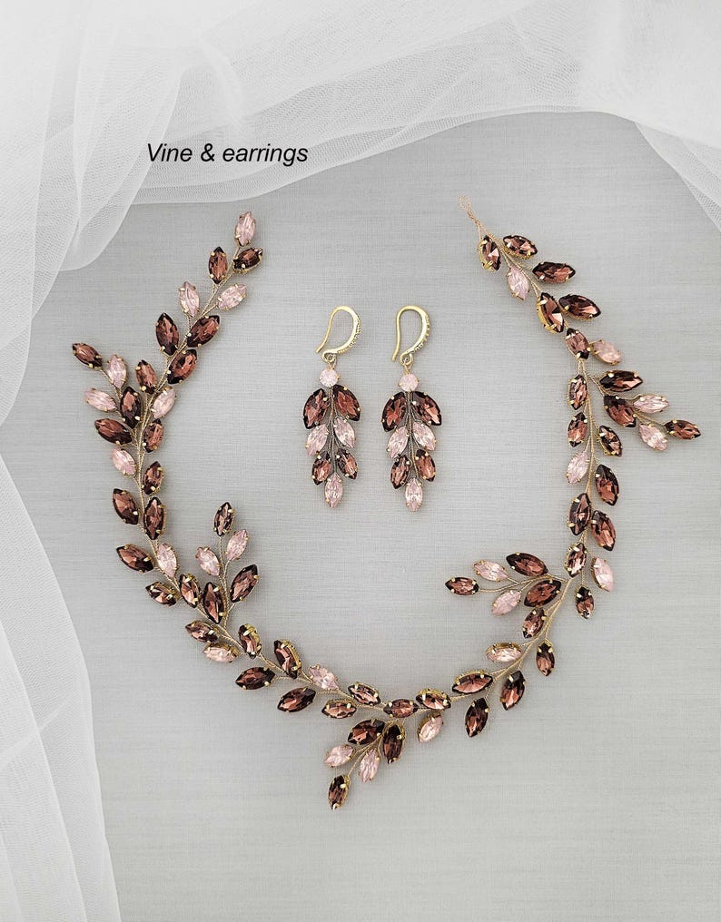 Burgundy Blush Wedding Hairpiece Bugundy Crystal Headpiece Maroon ...