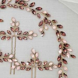 Burgundy Blush Wedding Hairpiece Bugundy Crystal Headpiece Maroon ...