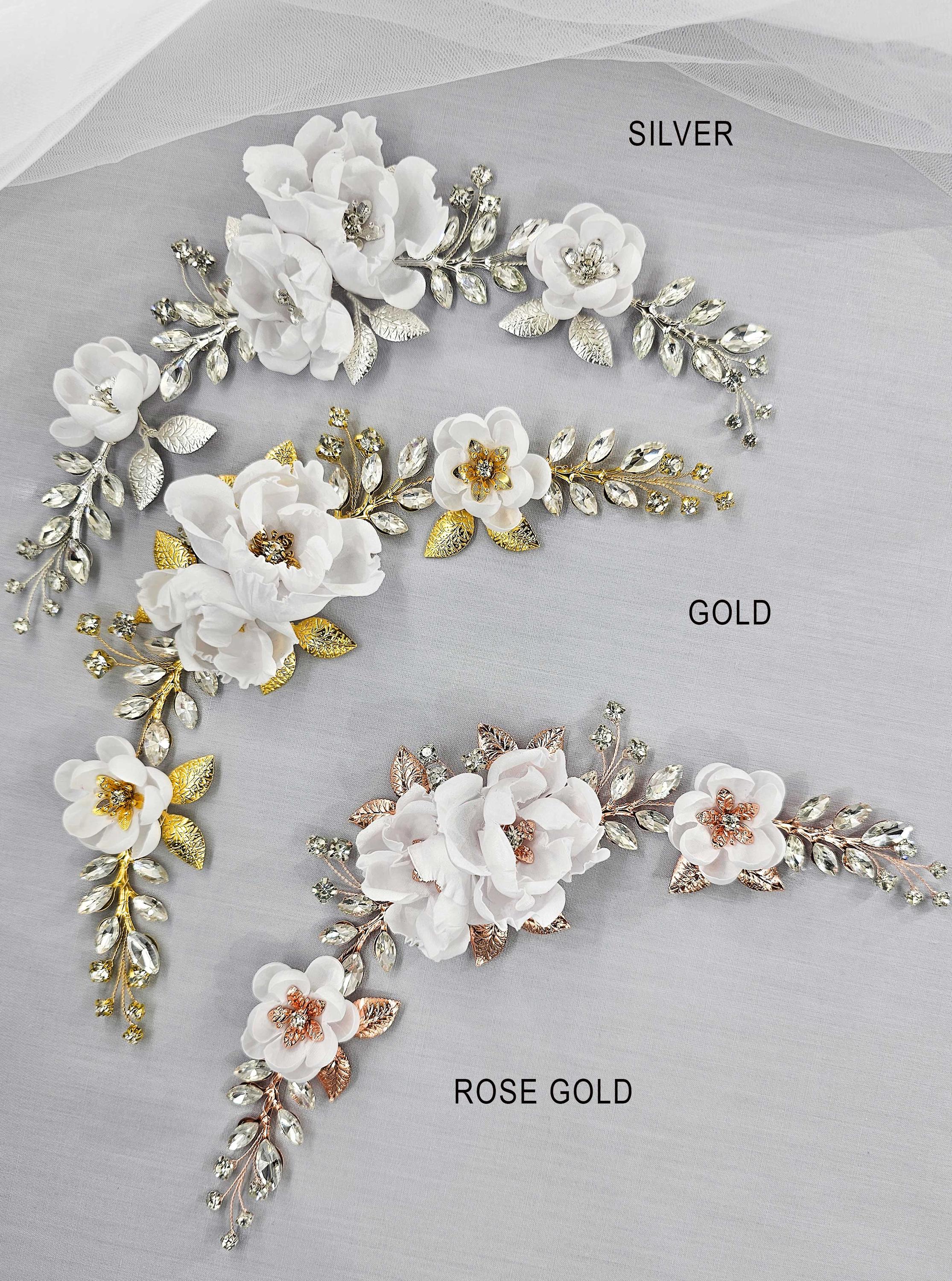 First Communion Hair Vine: Silk Flowers, Crystals & Pearls - Etsy