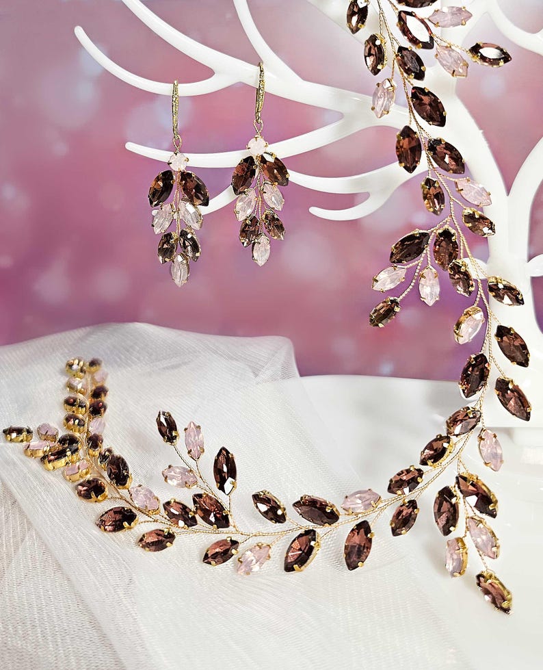 Burgundy Blush Wedding Hairpiece Bugundy Crystal Headpiece Maroon ...