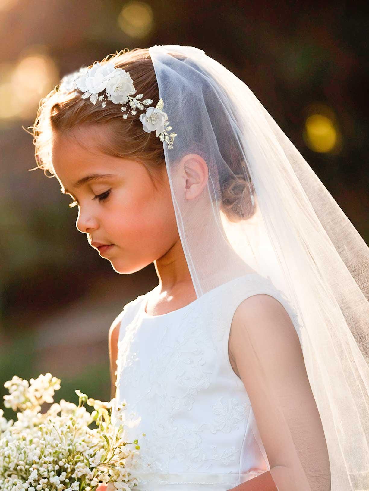 Girls’ First Communion Veil – Soft Tulle Headpiece on Comb – White or ...