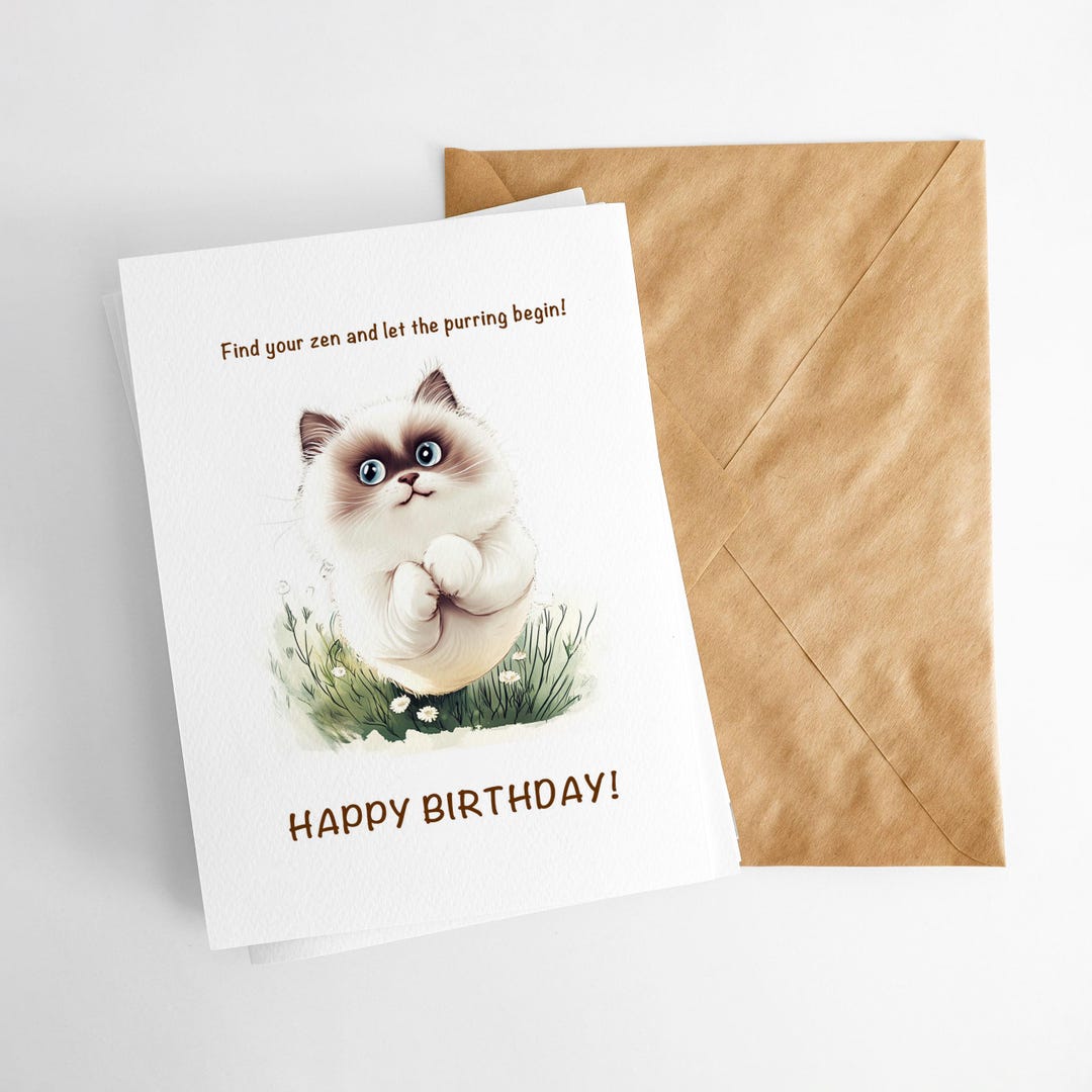 Printable Cat Greeting Card Set 4 Inside Birthday, Mother's Day, Father ...