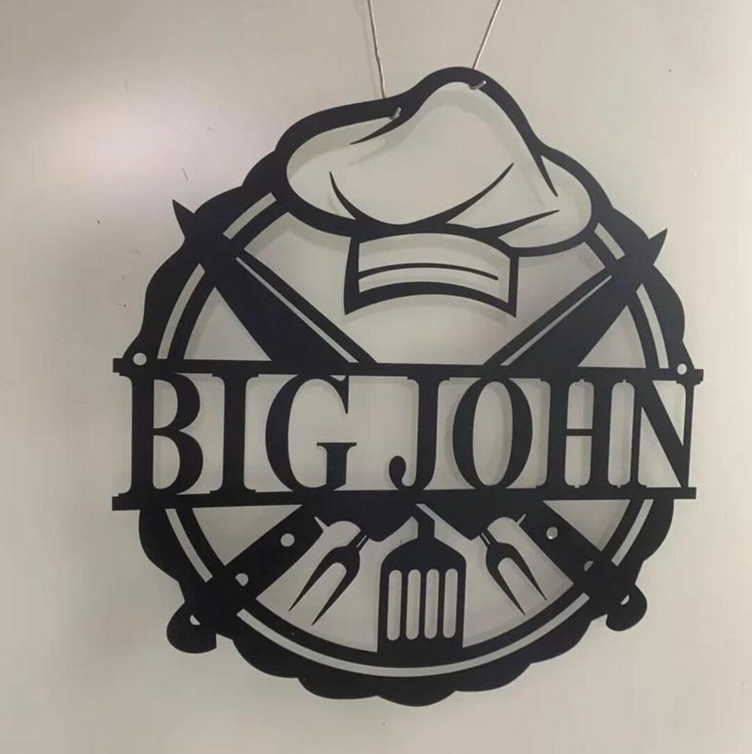 Custom Master Chef Metal Name Sign, Chef Tools Metal Kitchen Wall Decor ...