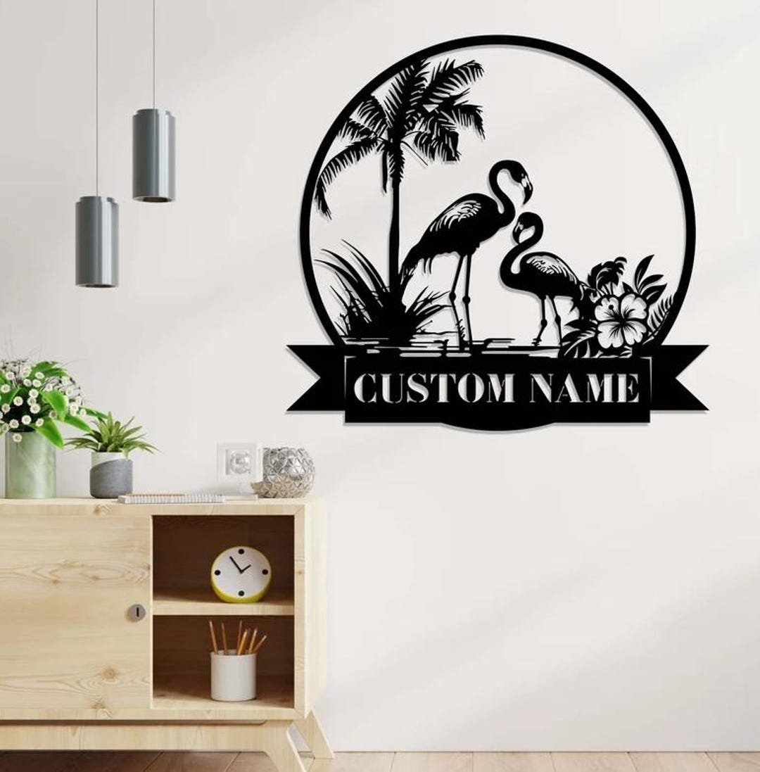 Personalized Couple Flamingo Metal Sign Custom Pink Flamingo Name Sign ...
