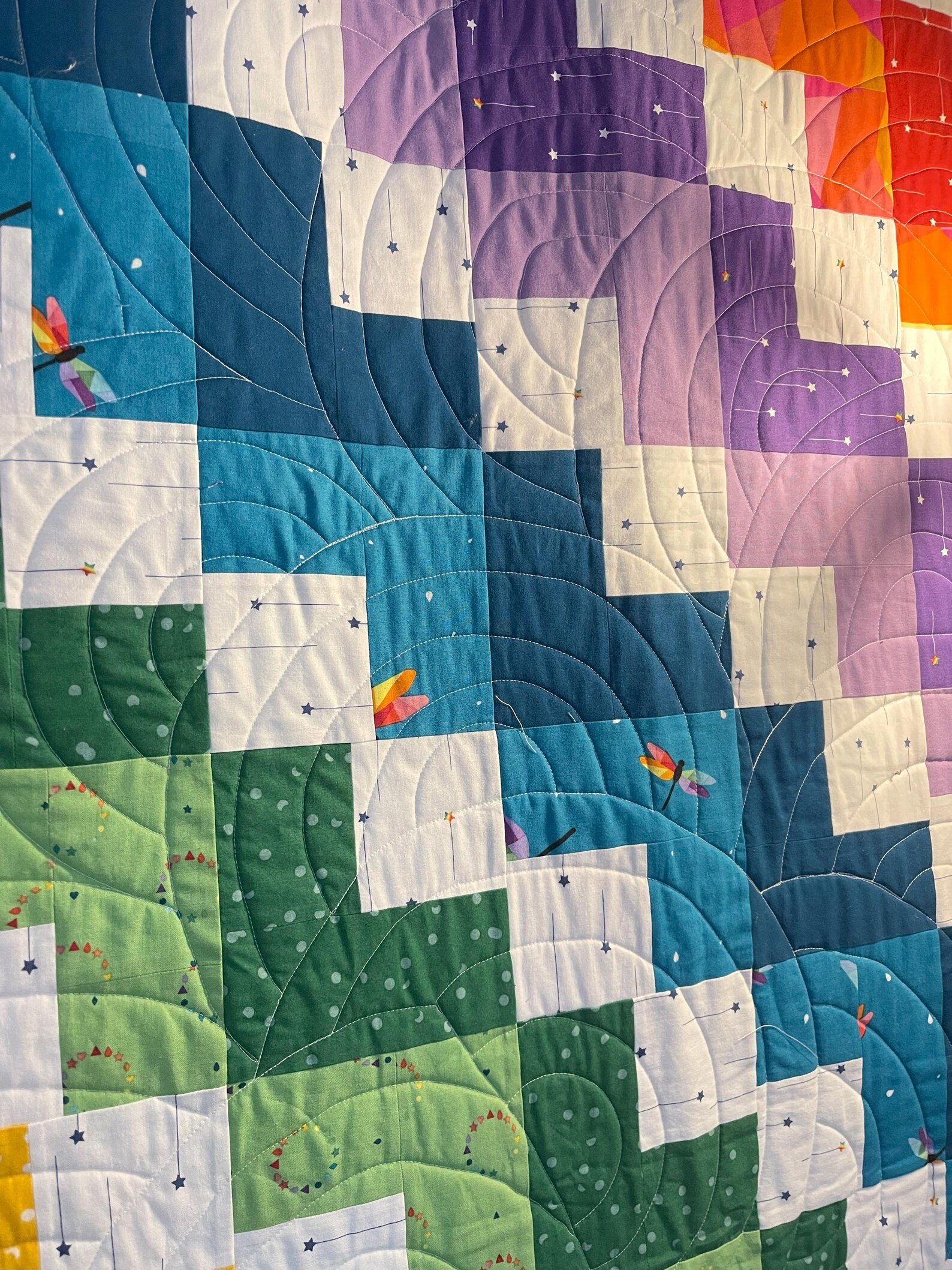 Rainbow Quilt, Large Lap Quilt, Couch Quilt, Throw, Tummy Time Quilt ...