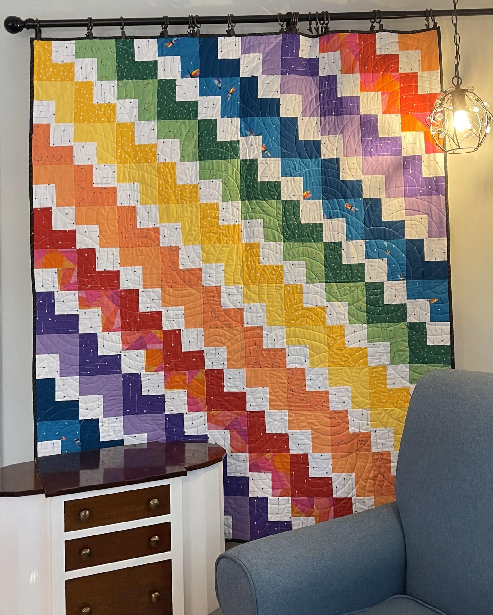 Rainbow Quilt, Large Lap Quilt, Couch Quilt, Throw, Tummy Time Quilt ...