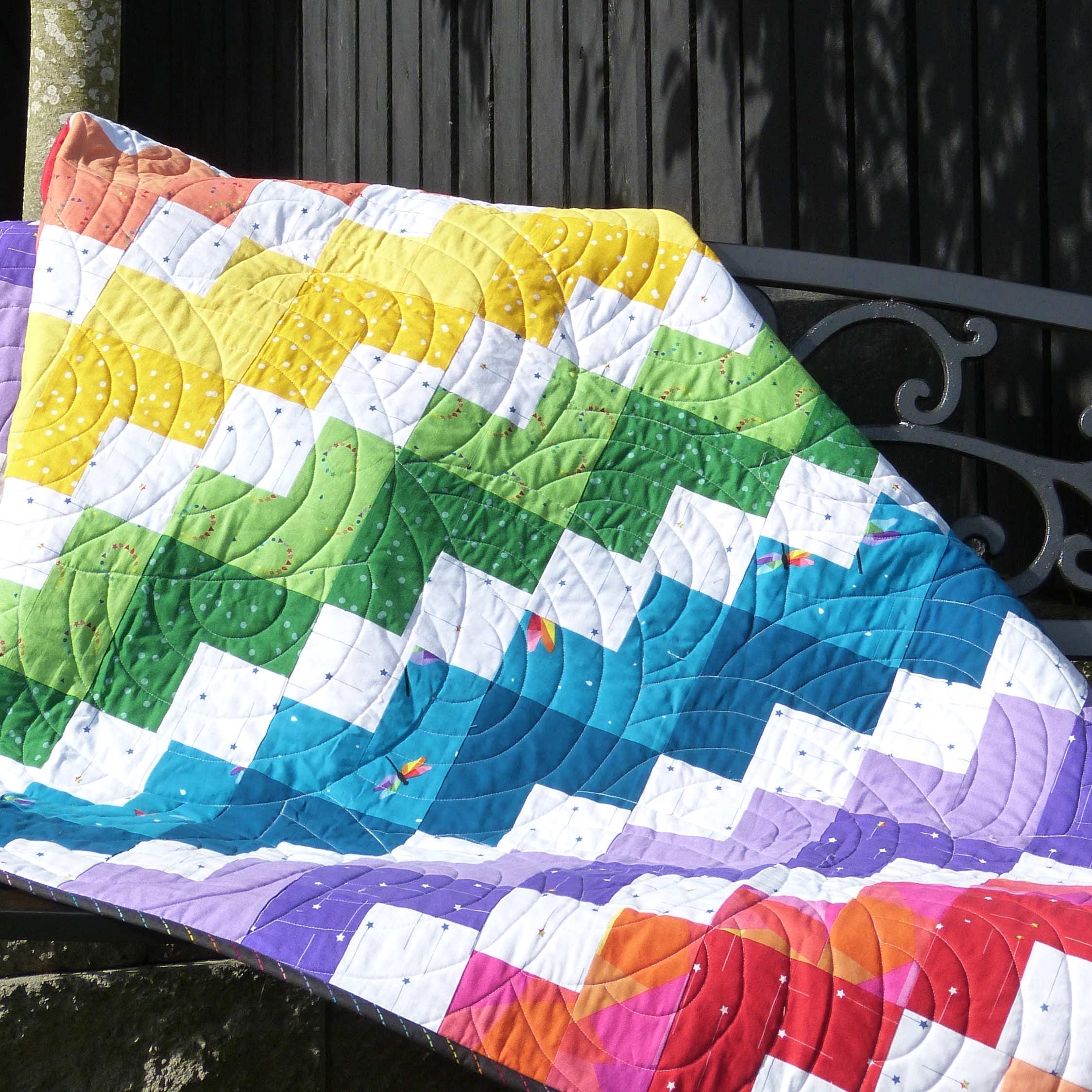 Rainbow Quilt, Large Lap Quilt, Couch Quilt, Throw, Tummy Time Quilt ...