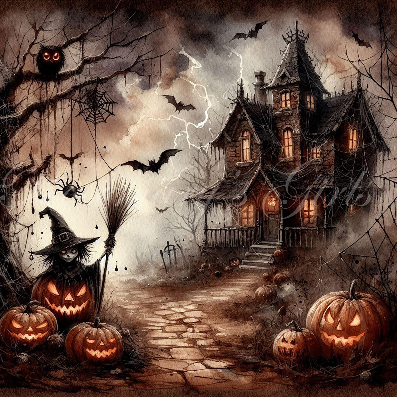 Spooky Halloween Image, Witch, Digital Download. Perfect for Decoupage ...