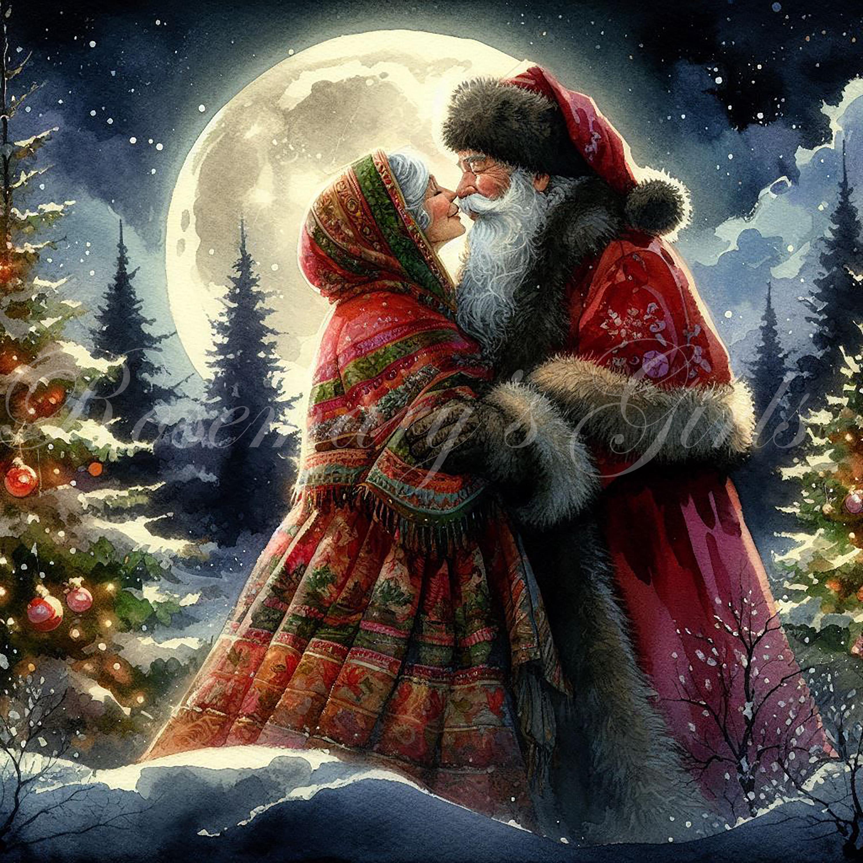 Beautiful Mr. & Mrs. Claus Image in a Christmas Setting, Rich Color ...