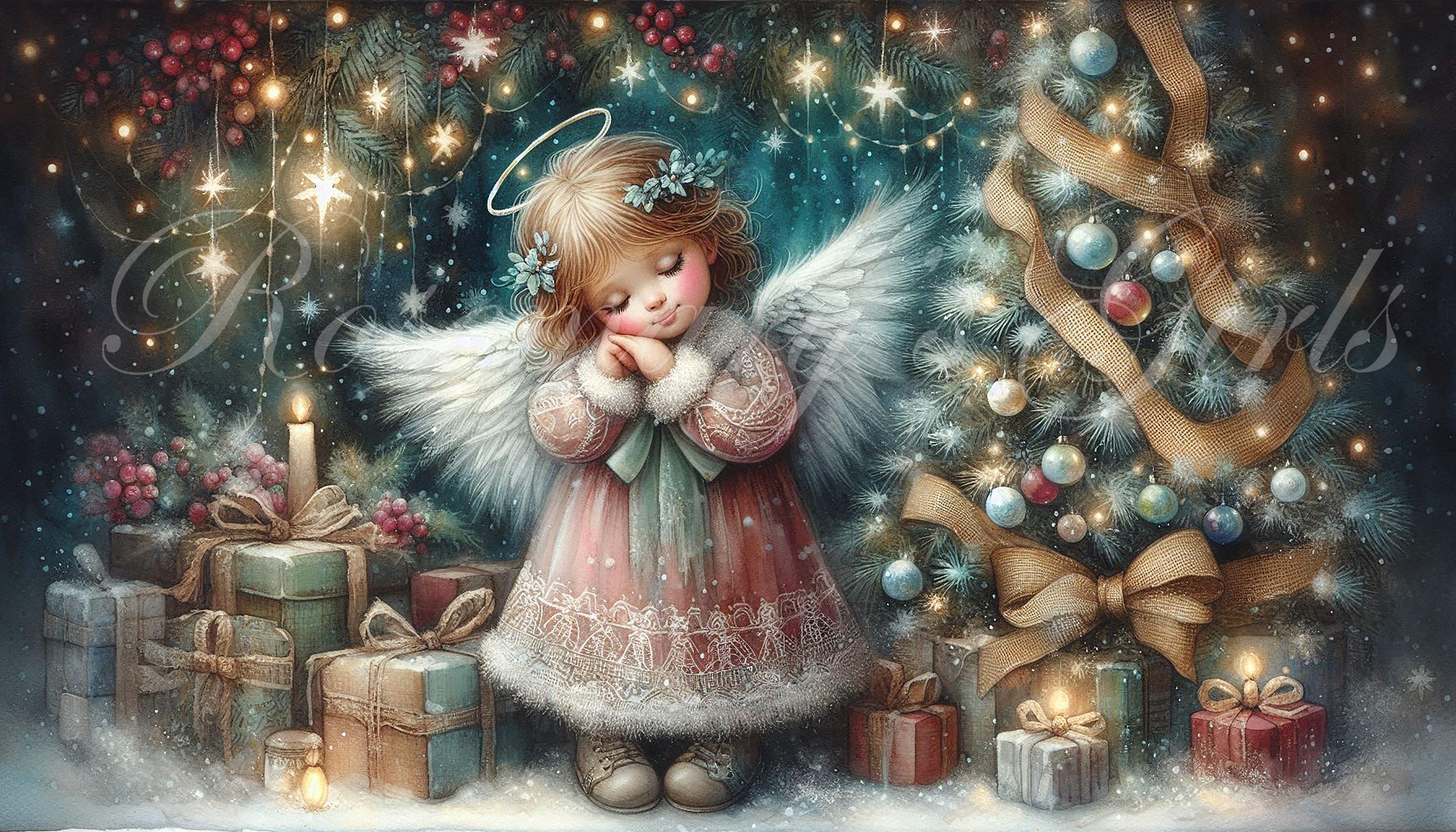 Bundle of 4 Christmas Angel Images, Rich Color, Digital Download ...