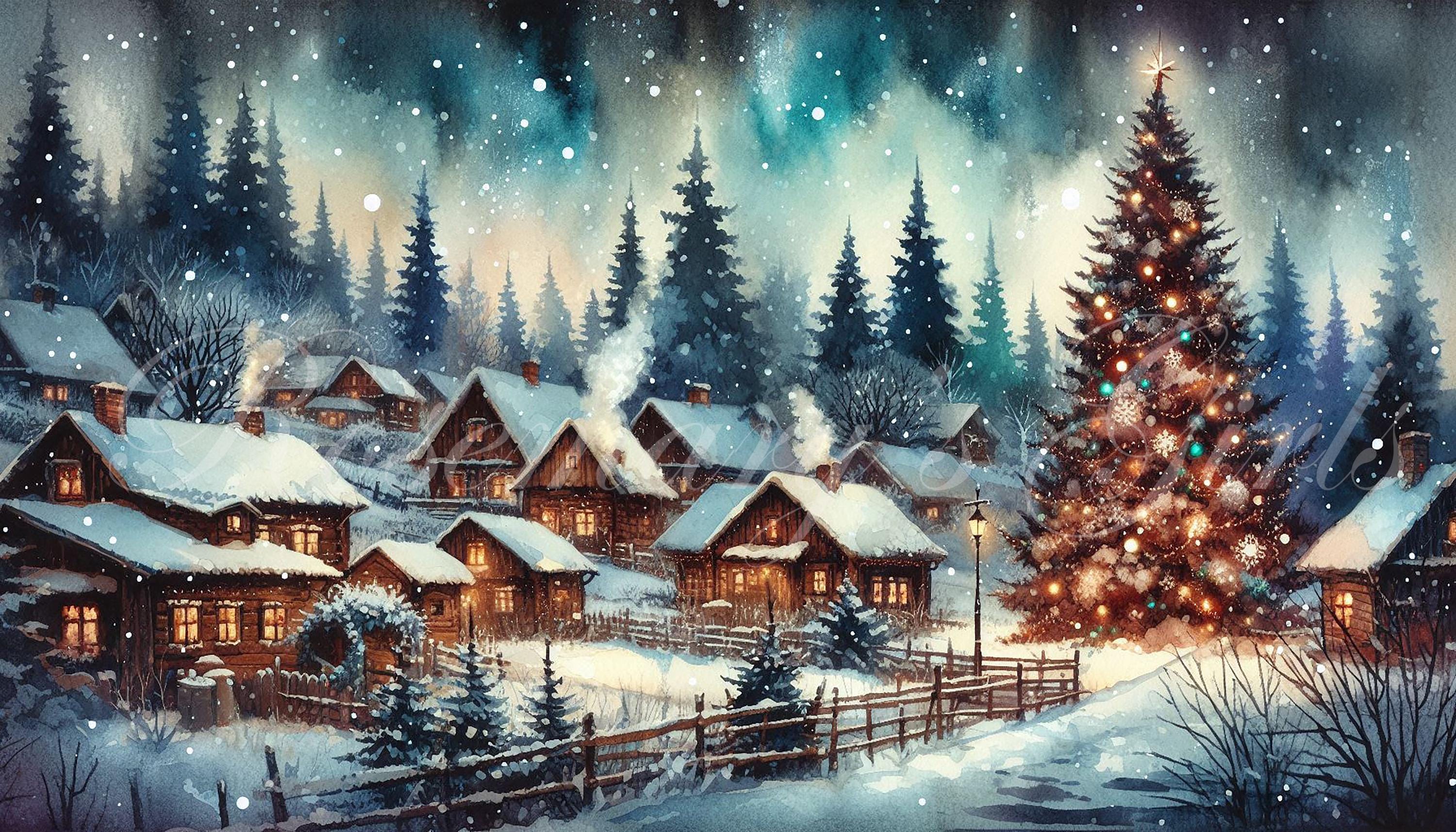 Beautiful Christmas Village, Snowy Setting, Digital Download. Perfect ...