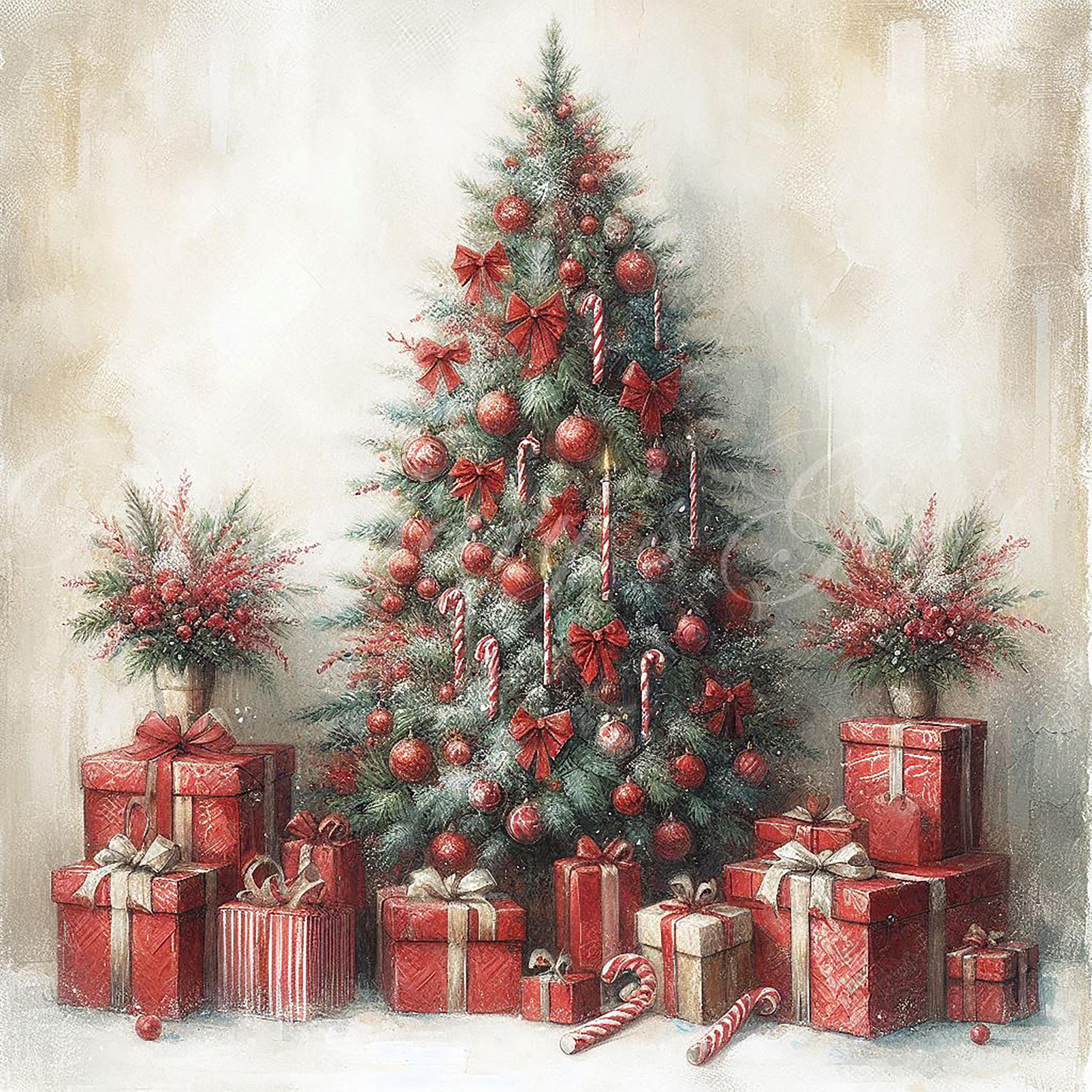 Bright Red Christmas Image, Beautiful Vintage Setting, Digital Download ...