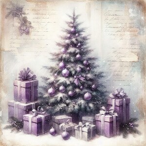 Bundle of 4 Soft Purple Christmas Images, Beautiful Vintage Setting ...