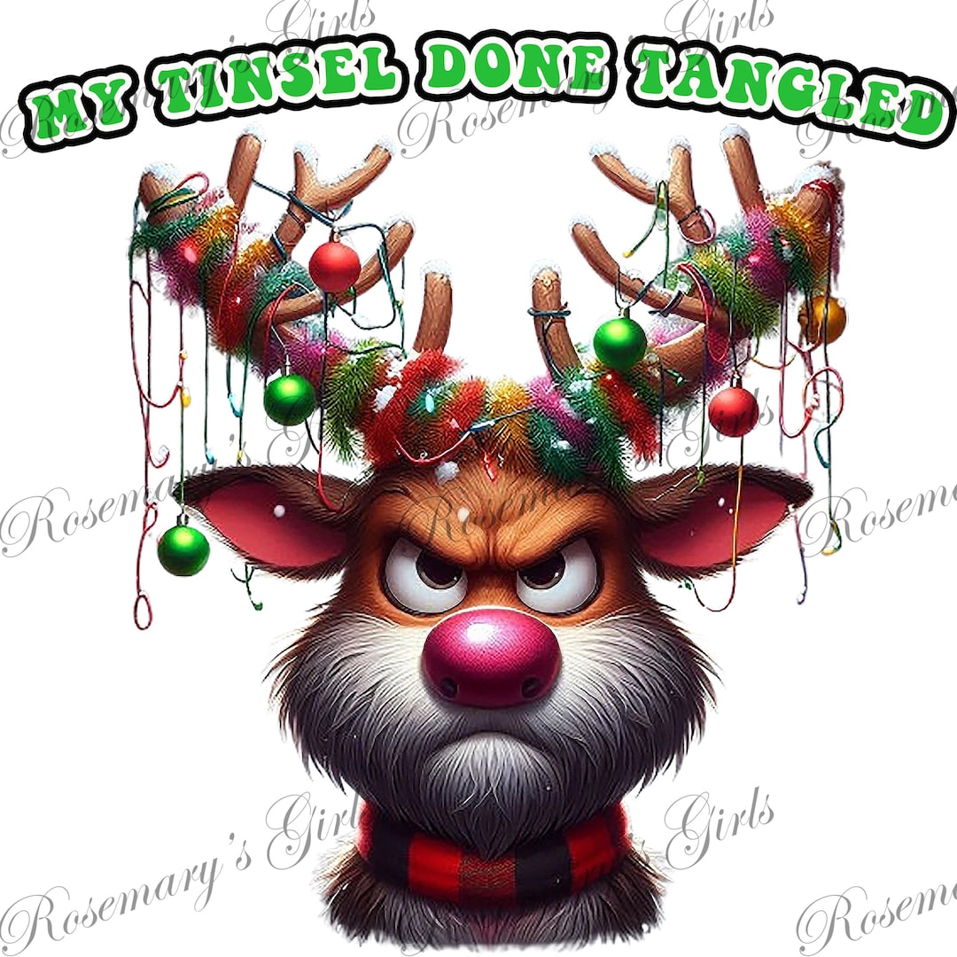 PNG File, Hilarious Grumpy Reindeer Image. Perfect for Shirts, Canvas ...