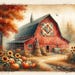 Bundle of 4 Primitive Barns With Quilts, Seasonal Settings, Country ...