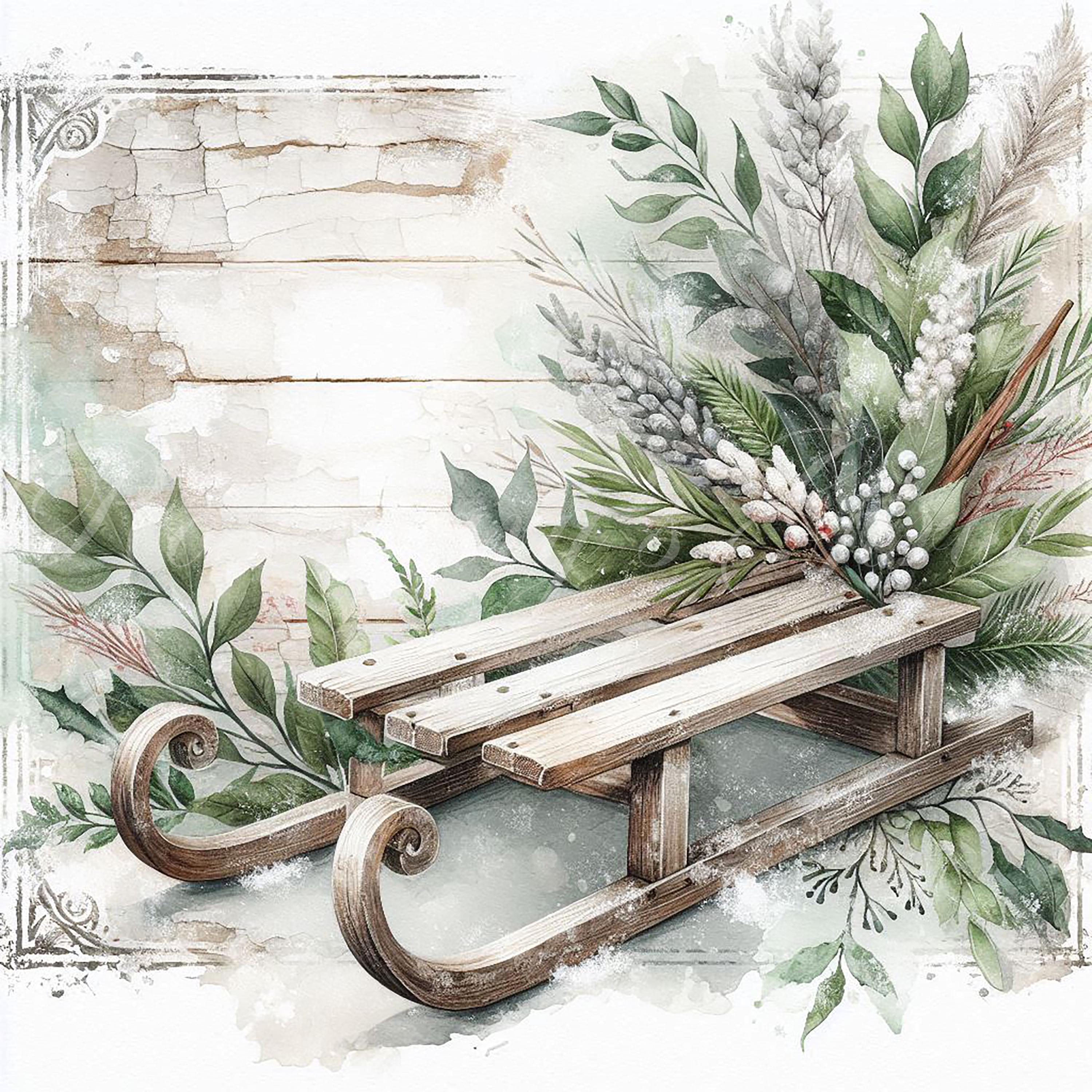 Beautiful Wintery Christmas Sled Image, Digital Download. Perfect for ...