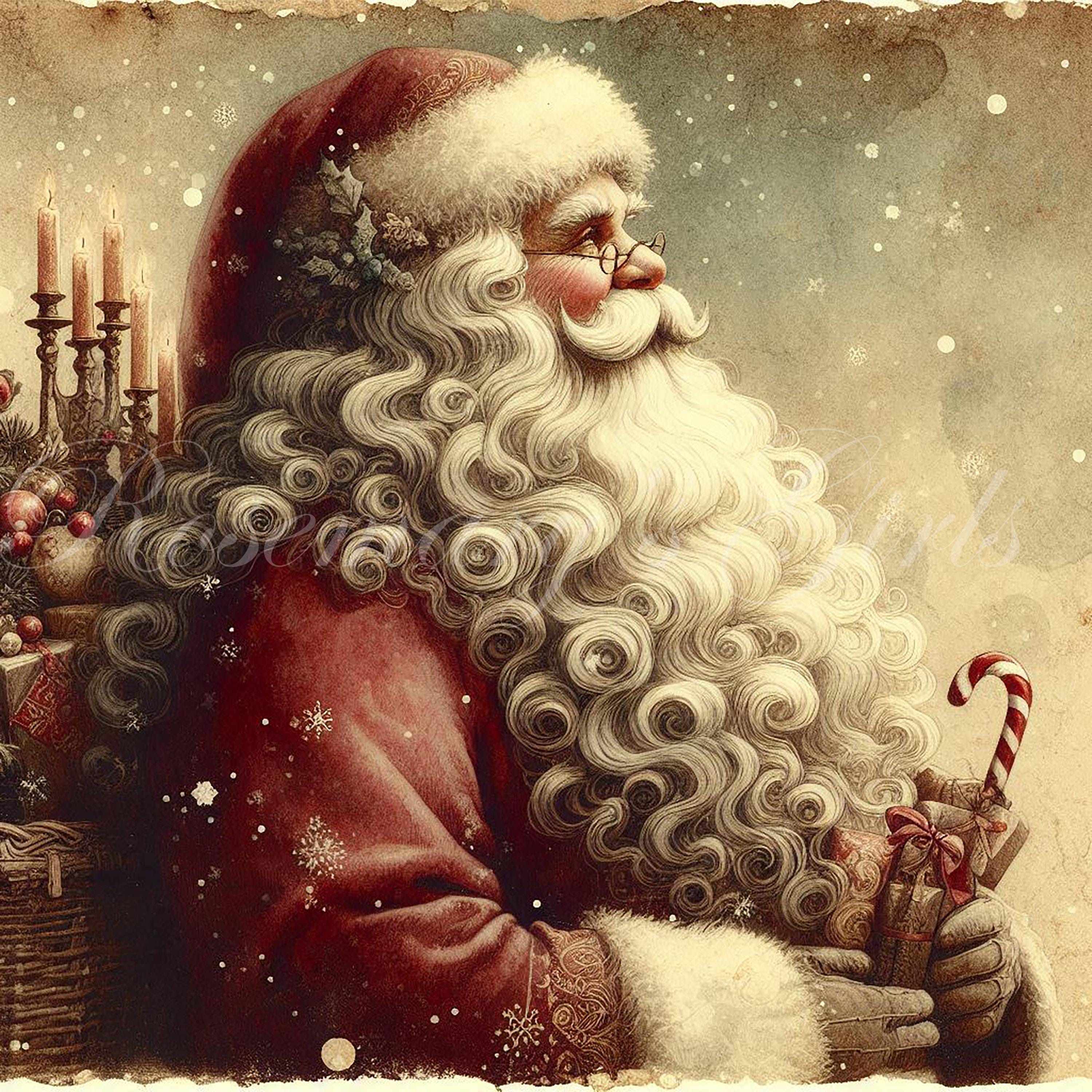 Vintage Santa Image in a Christmas Setting, Rich Color, Digital ...
