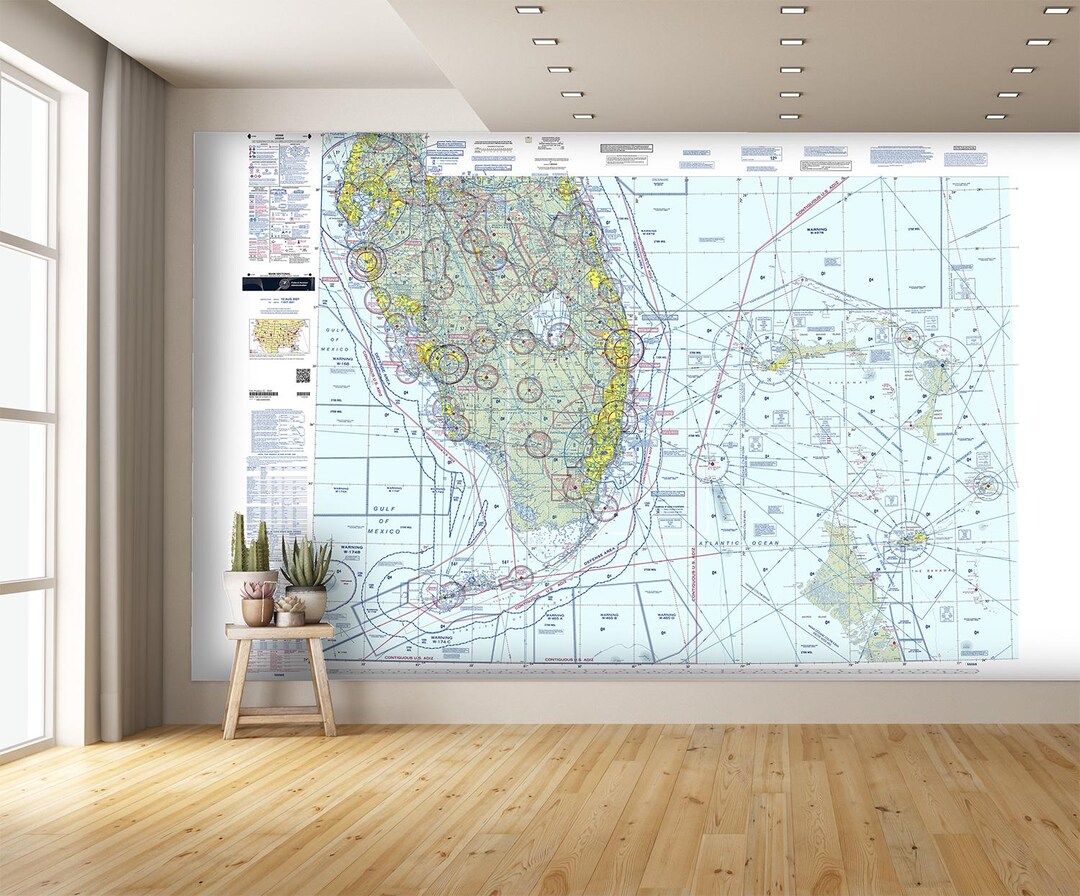 Miami VFR Aviation Aeronautical Chart for Pilots Wall Mural - Etsy