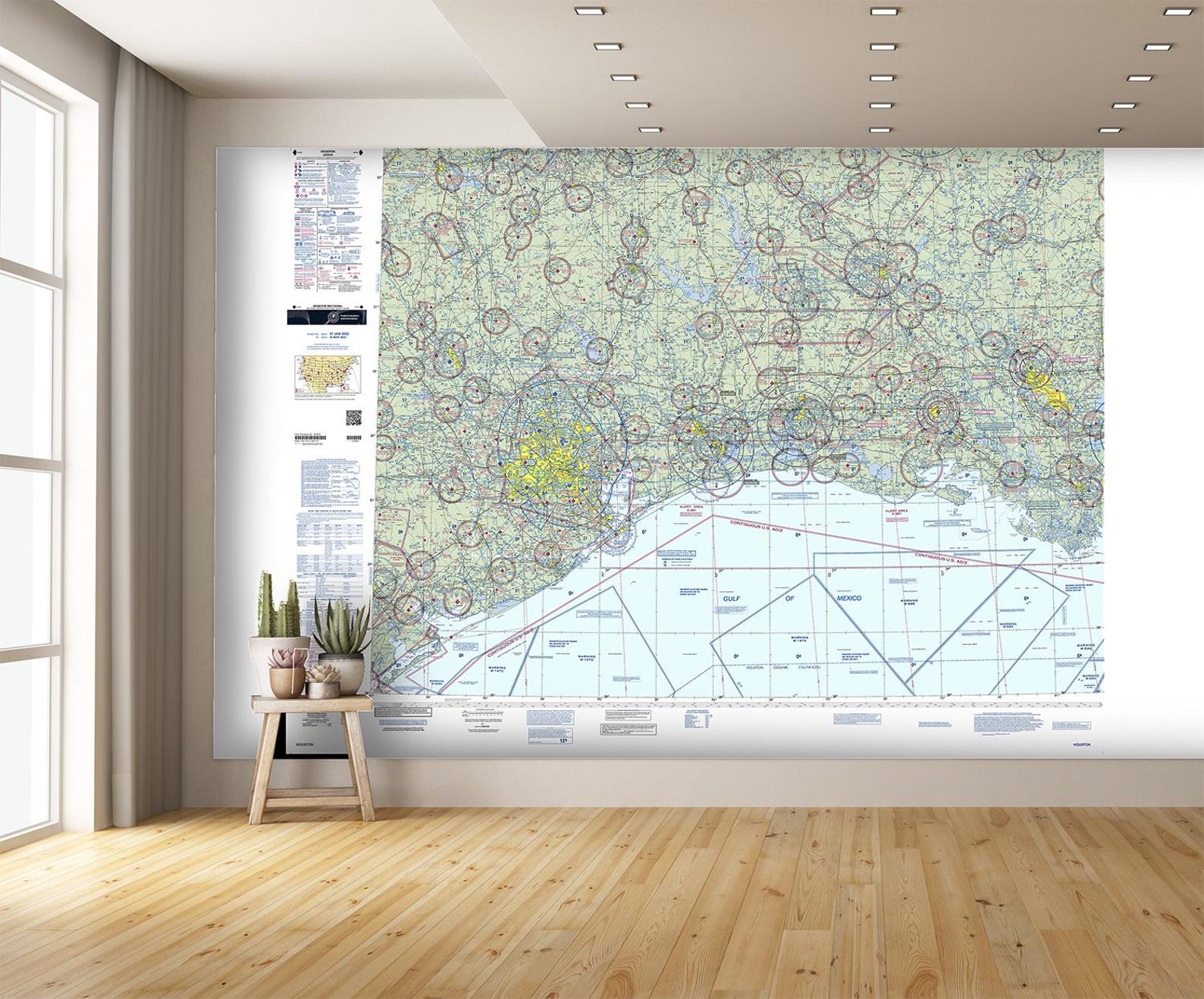 Houston VFR Aviation Aeronautical Chart for Pilots Wall Mural - Etsy