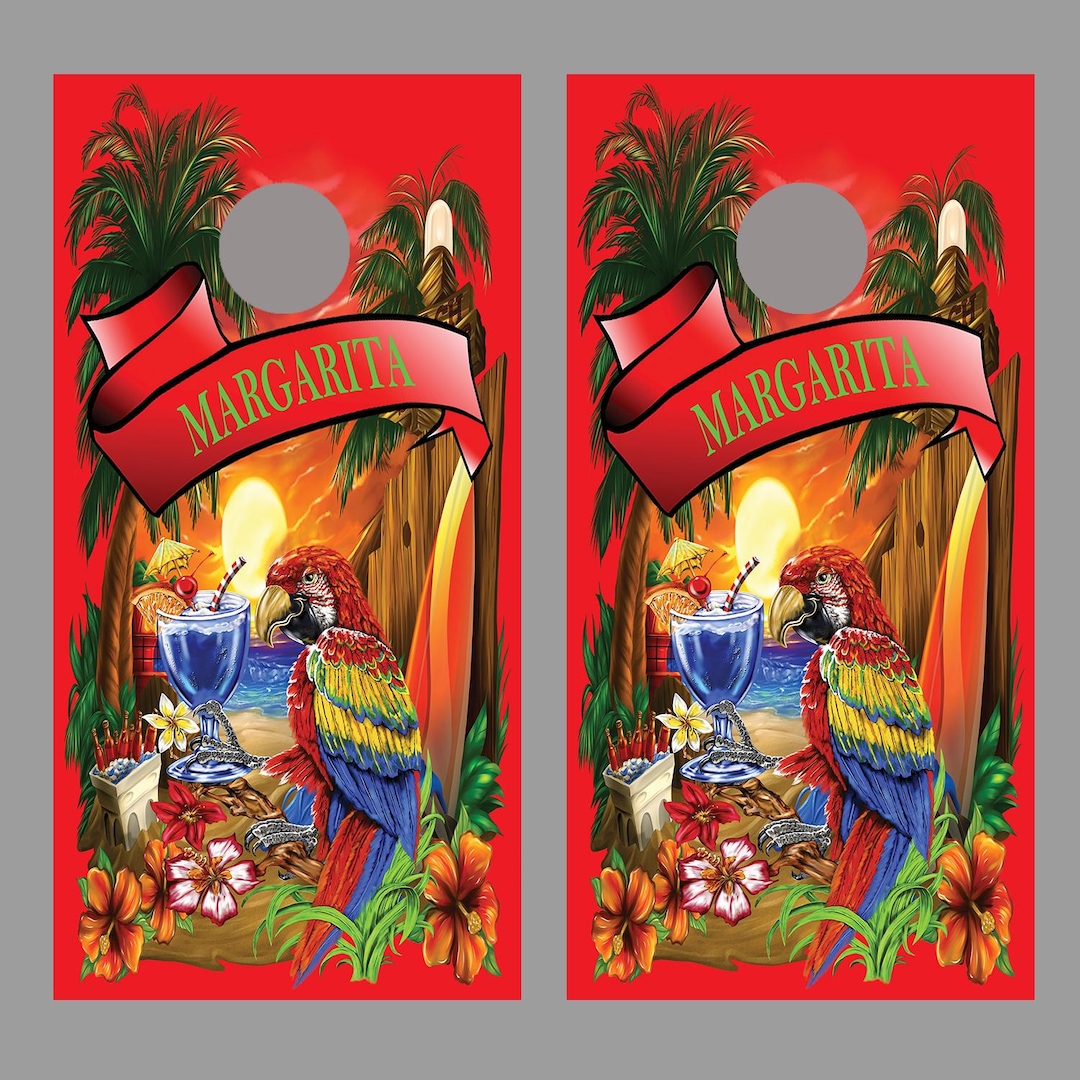 Margarita Red Parrot Cornhole Decal Wraps-customization Availablecorn ...