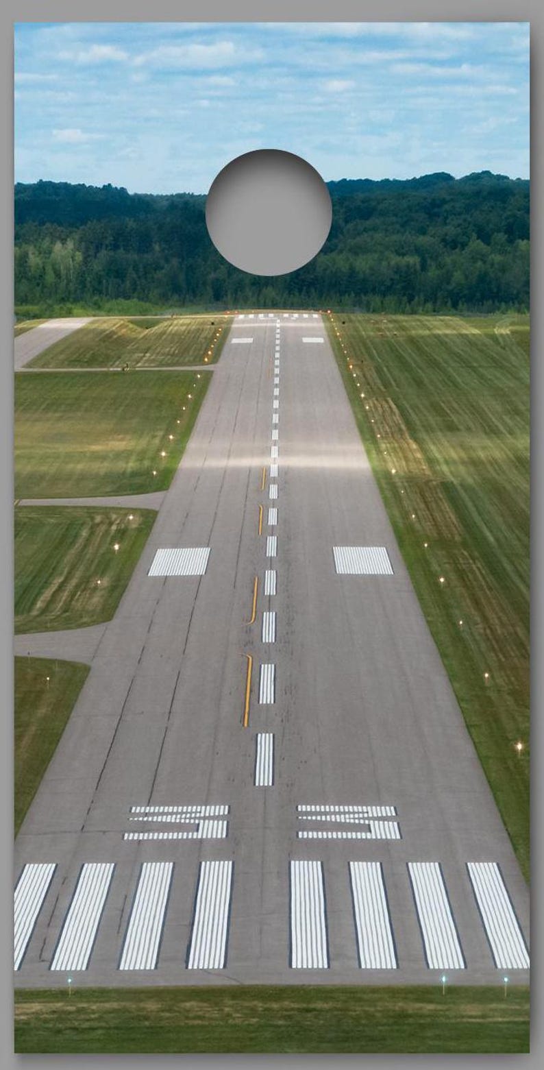 Runway 33 Landing Airport Design Cornhole Board Decal Wrapscorn Hole - Etsy