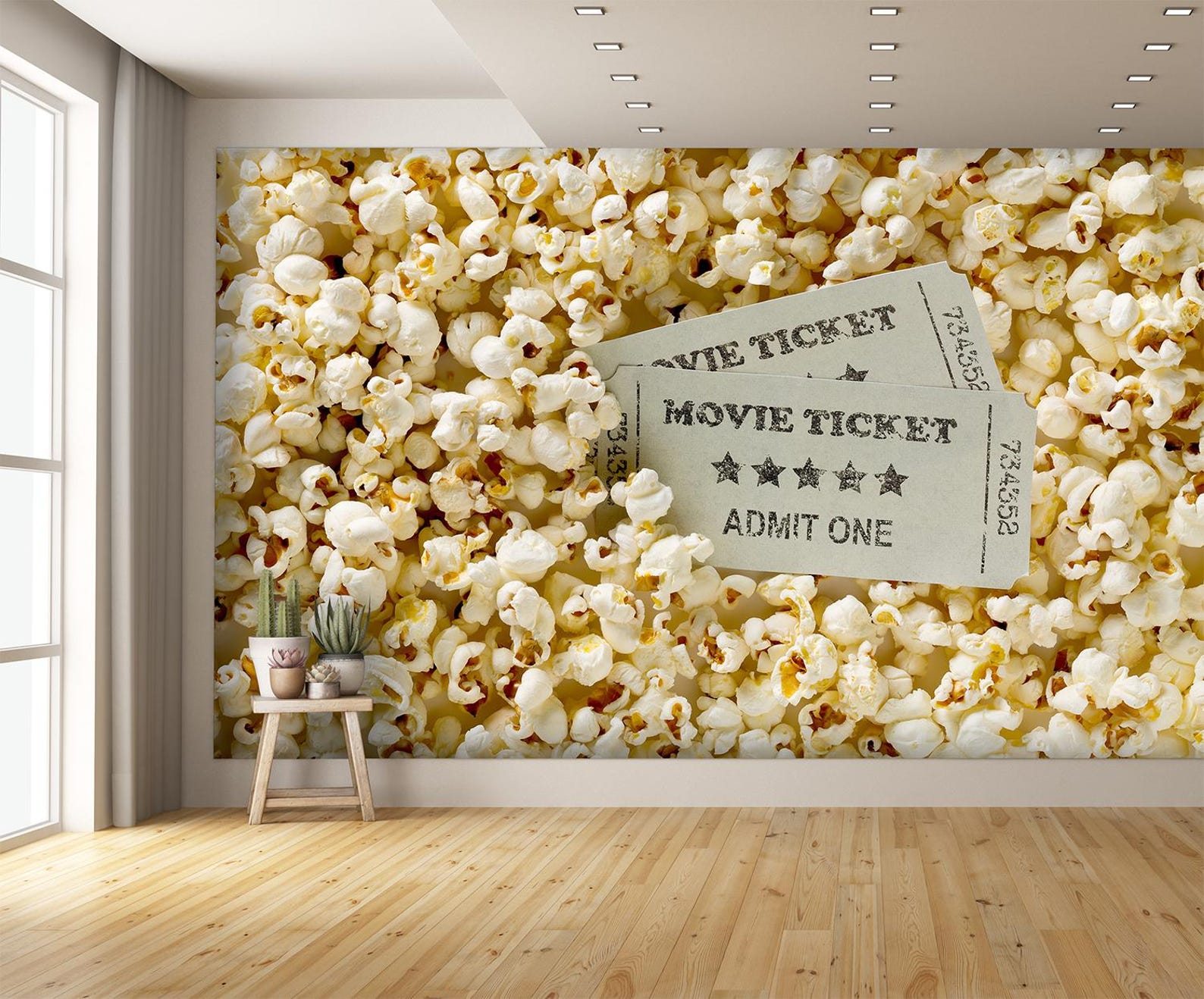 Popcorn Movie Ticket Wall Mural - Etsy