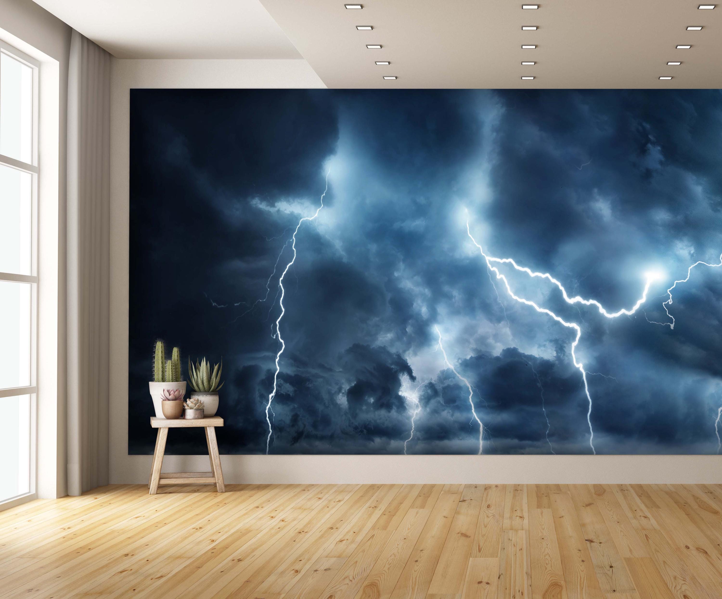 Lightening Storm Wallpaper Mural - Etsy