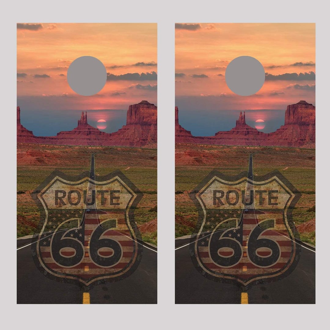 Route 66 Design Cornhole Decal Wrapscorn Hole - Etsy