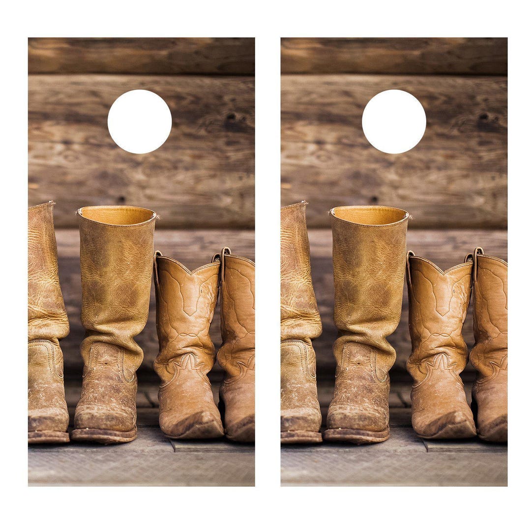 Cowboy Boots Cornhole Decal Wraps Customization Availablecorn Hole - Etsy