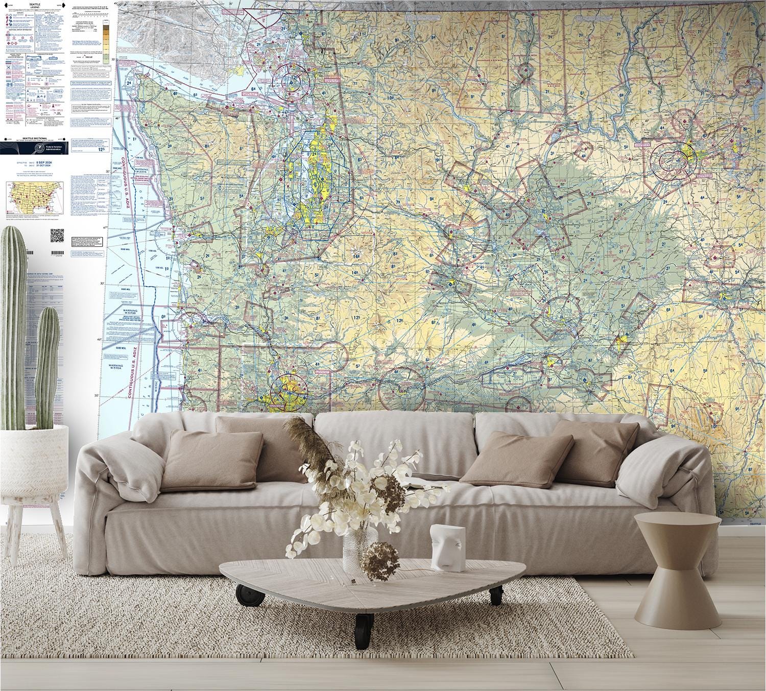 Seattle VFR Aviation Aeronautical Chart for Pilots Wall Mural - Etsy