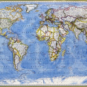 Planet Earth Map Wall Mural Several Size Choices - Etsy