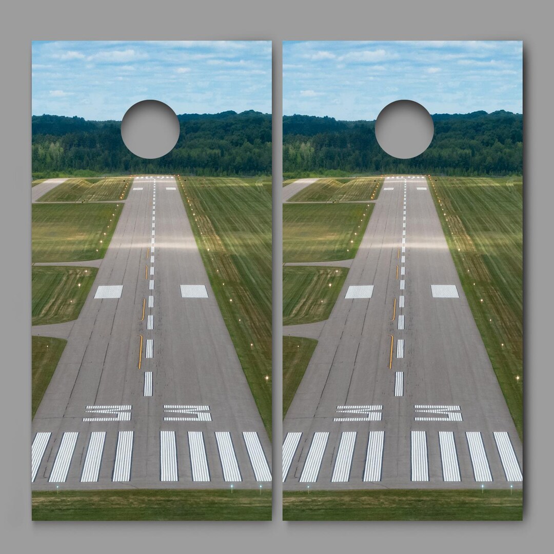 Runway 33 Landing Airport Design Cornhole Board Decal Wrapscorn Hole - Etsy