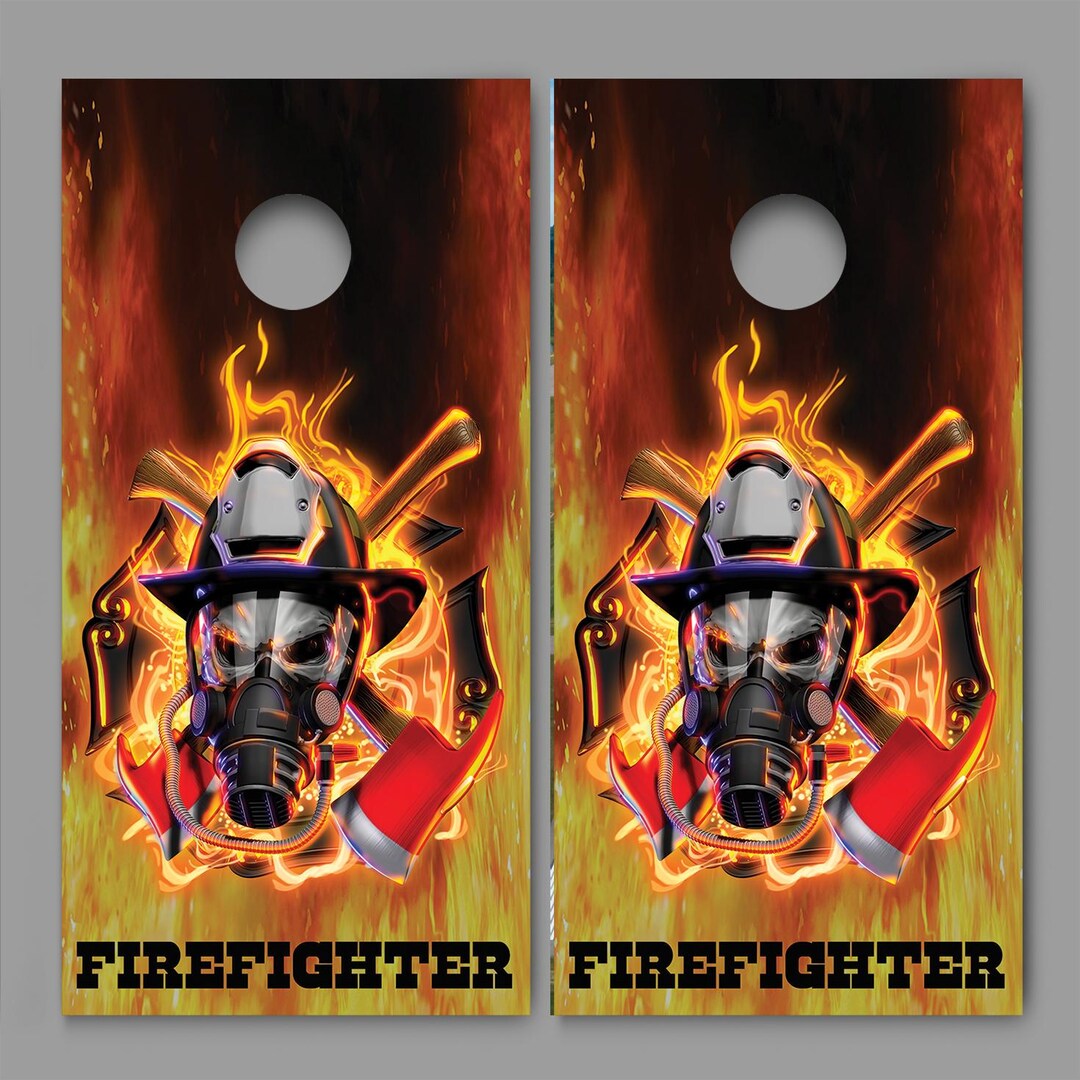Customization Available - Fireman Firefighter Cornhole Decal Wrapscorn ...