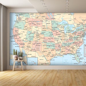 United States Map Wall Mural Several Size Choices - Etsy