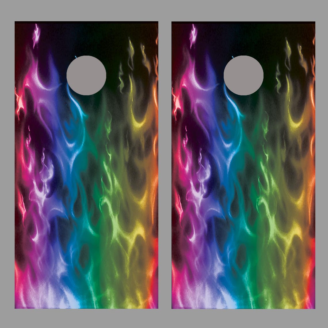 Multi Colored Flames Fire Cornhole Decal Wraps - Customization ...