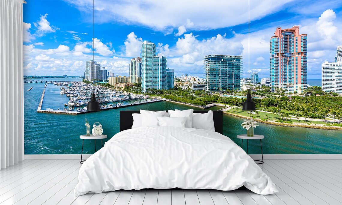 South Pointe Park Pier South Beach Miami Beach Aerial Wall Mural - Etsy