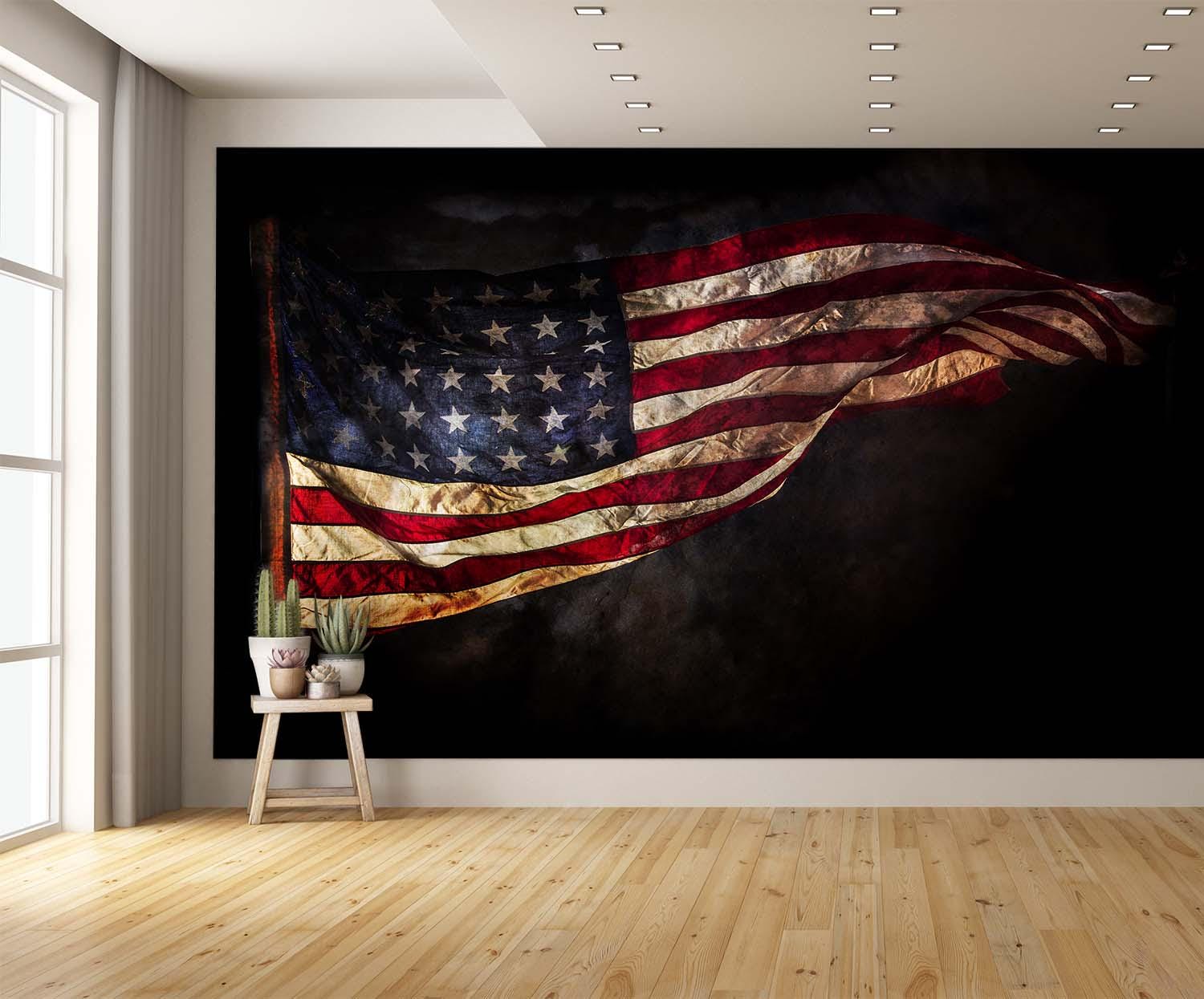 Vintage Waving American Flag Wall Mural - Etsy