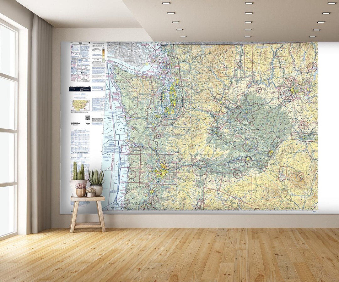 Seattle VFR Aviation Aeronautical Chart for Pilots Wall Mural - Etsy