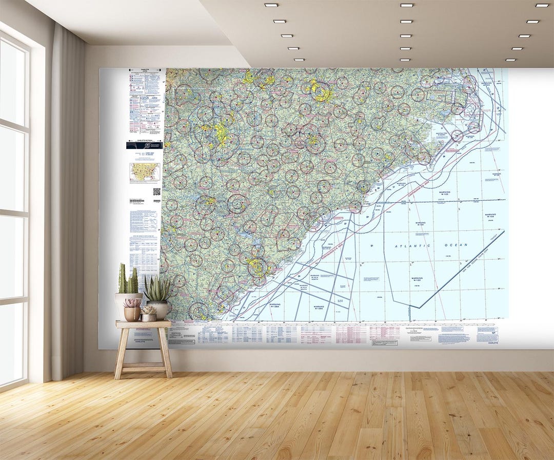Charlotte VFR Aviation Aeronautical Chart for Pilots Wall Mural - Etsy