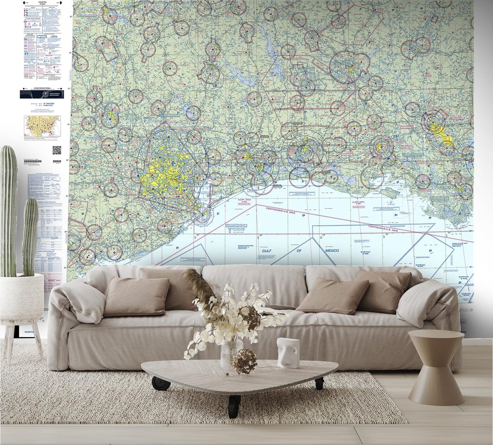 Houston VFR Aviation Aeronautical Chart for Pilots Wall Mural - Etsy
