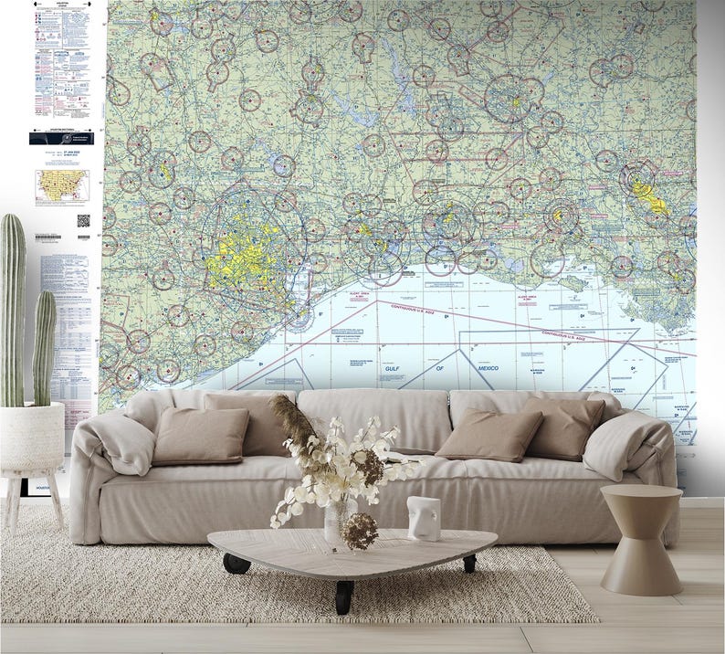 Houston VFR Aviation Aeronautical Chart for Pilots Wall Mural - Etsy