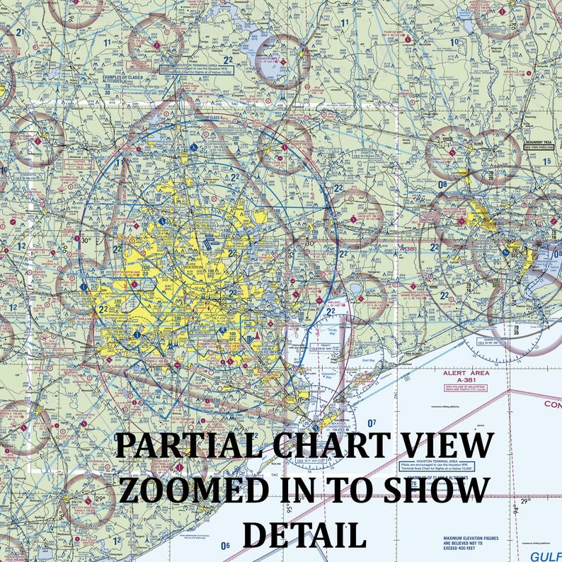 Houston VFR Aviation Aeronautical Chart for Pilots Wall Mural - Etsy