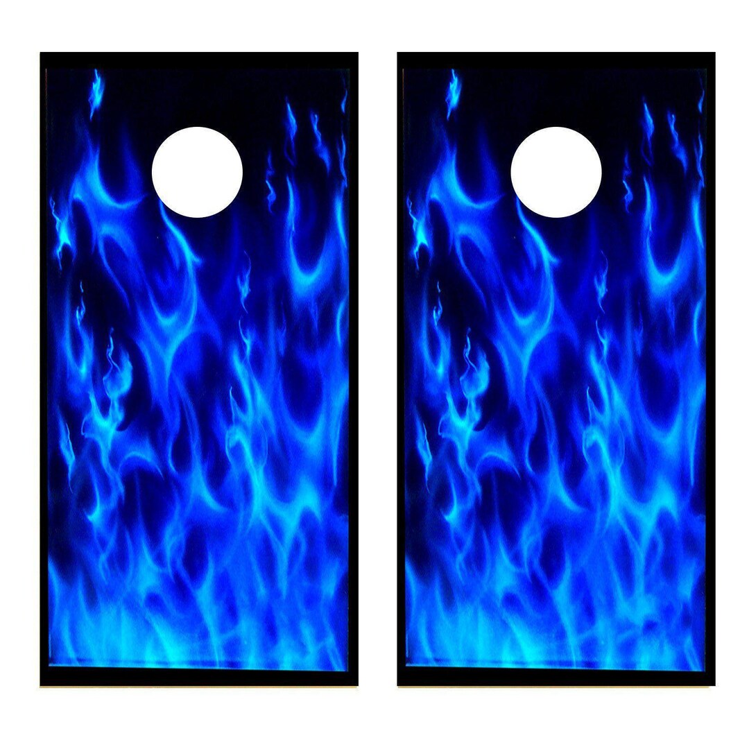 Blue Flames Fire Cornhole Decal Wraps - Customization Availablecorn ...
